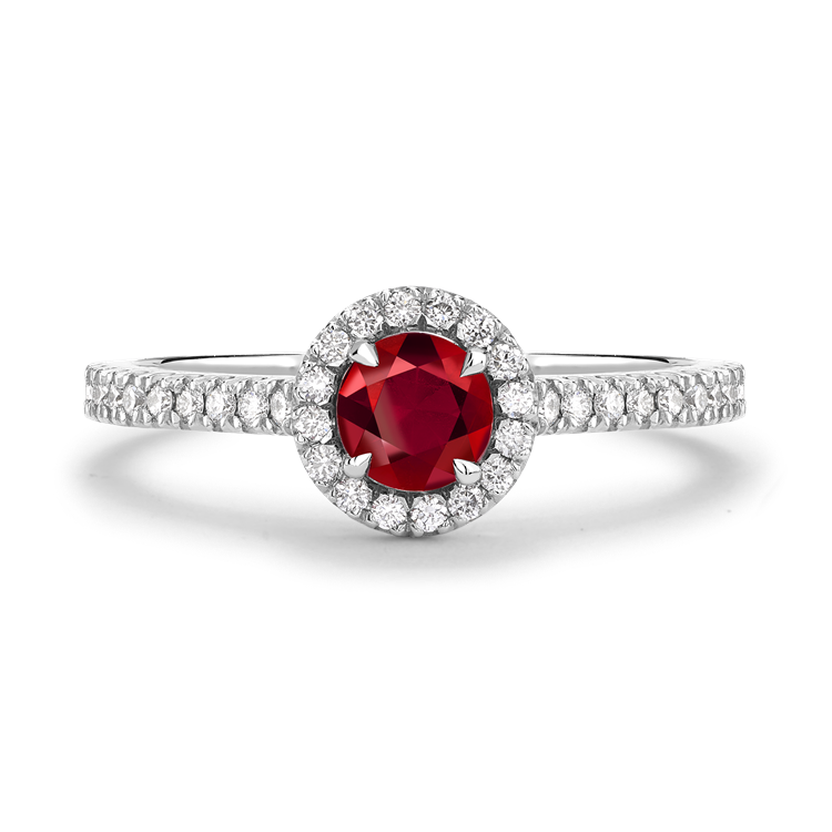 Round Brilliant Cut Ruby Ring 0.37CT in 18CT White Gold | Pragnell