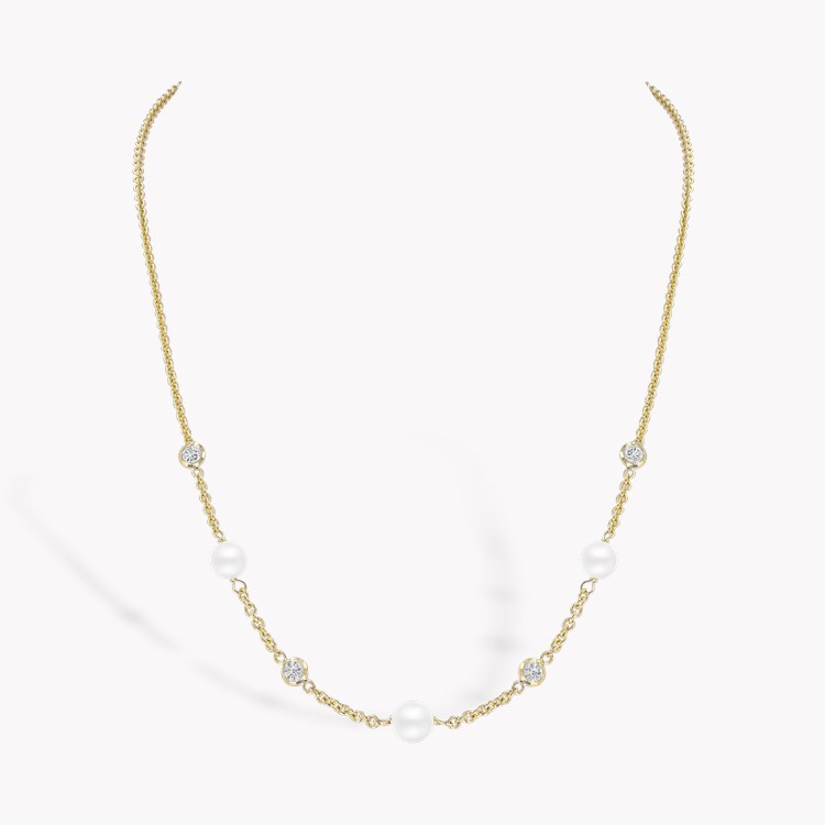 Sundance Fresh Water Pearl Diamond Necklace 2.85ct in 18ct Yellow Gold ...