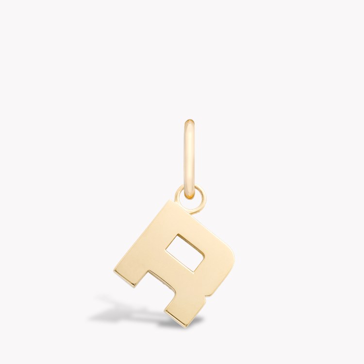 Medallion Letter R Pendant Charm in 18ct Yellow Gold