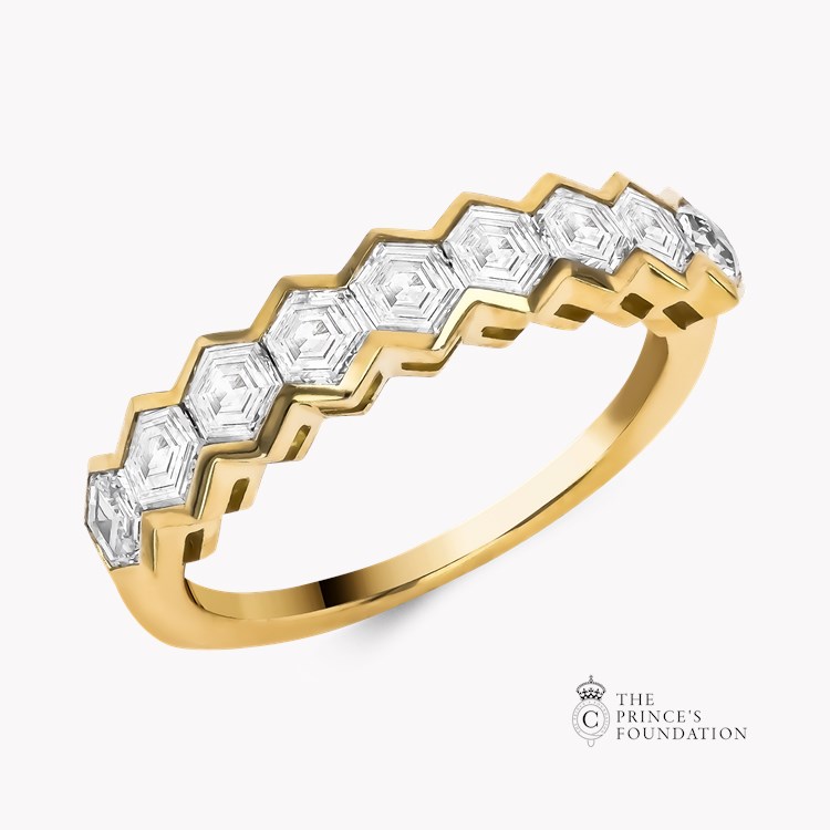 Honeycomb Nine Stone Diamond Ring 1.19ct in 18ct Yellow Gold ...