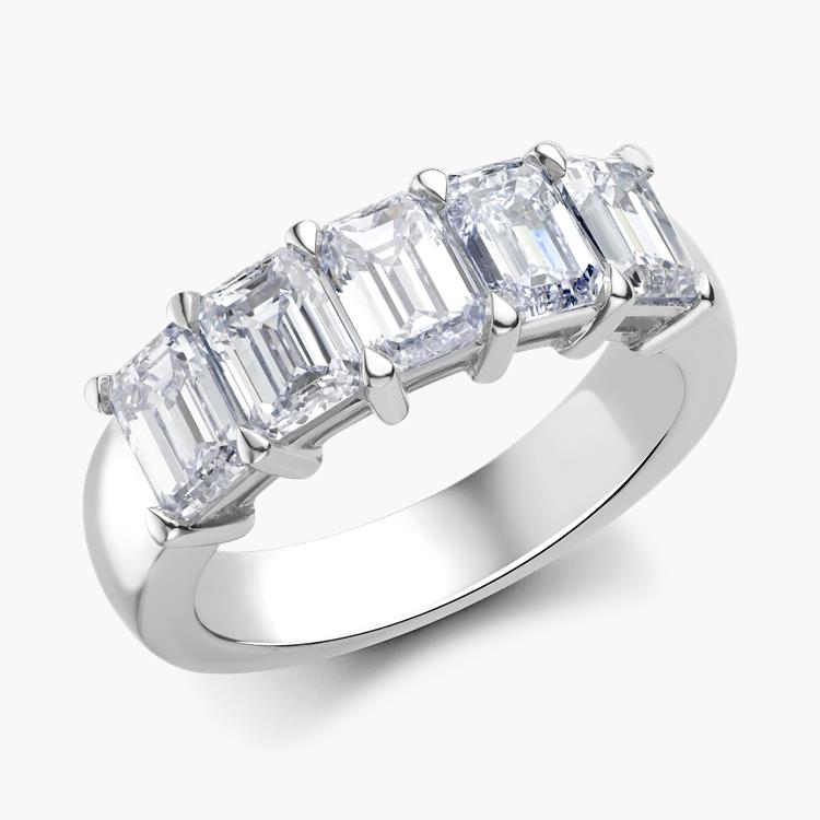Emerald Cut Five Stone Diamond Ring 3.00ct in Platinum - Emerald Cut ...