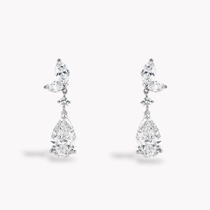 Pear Shaped 4.05ct Diamond Drop Earrings in 18ct White Gold - Pear ...