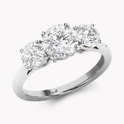 Trilogy 2.20ct Brilliant Cut Diamond Three Stone Ring in Platinum - Brilliant cut, Claw set