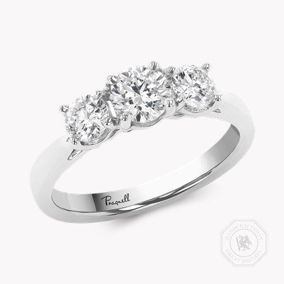 Trilogy 1.01ct Brilliant Cut Diamond Three Stone Ring in Platinum - Brilliant cut, Claw set