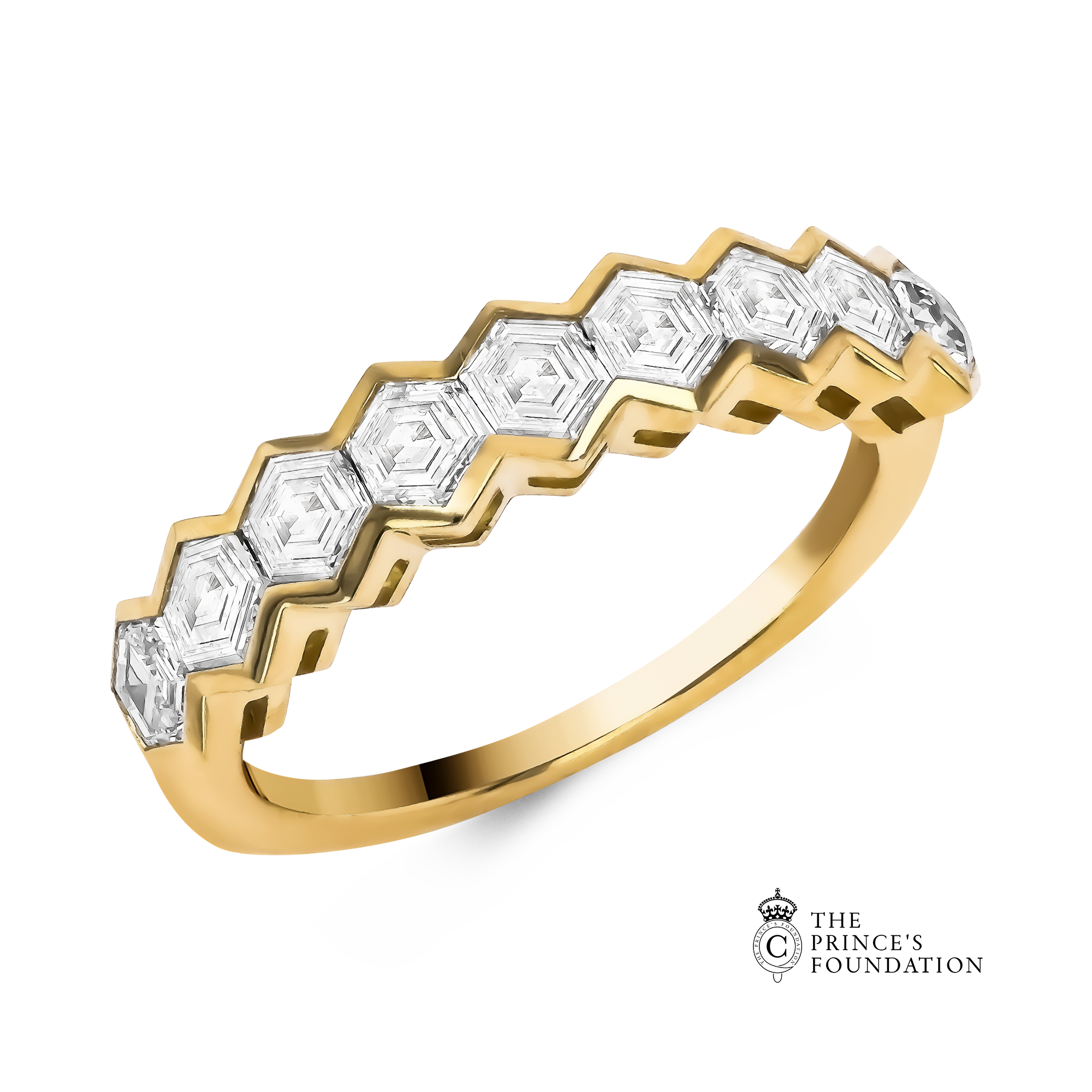 Honeycomb Nine Stone Diamond Ring 1.19ct in 18ct Yellow Gold ...