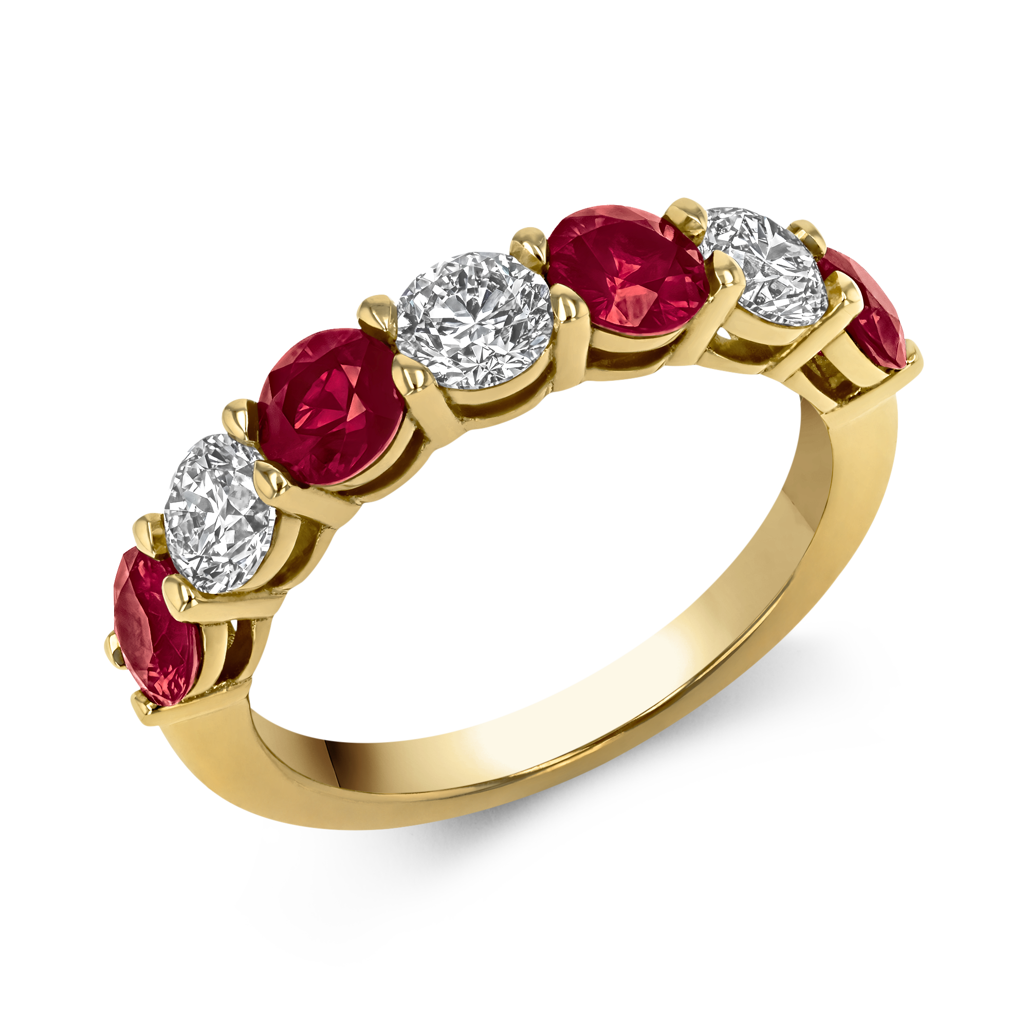 Ruby and Diamond Seven Stone Eternity Ring 2.26cts in 18ct Yellow Gold ...