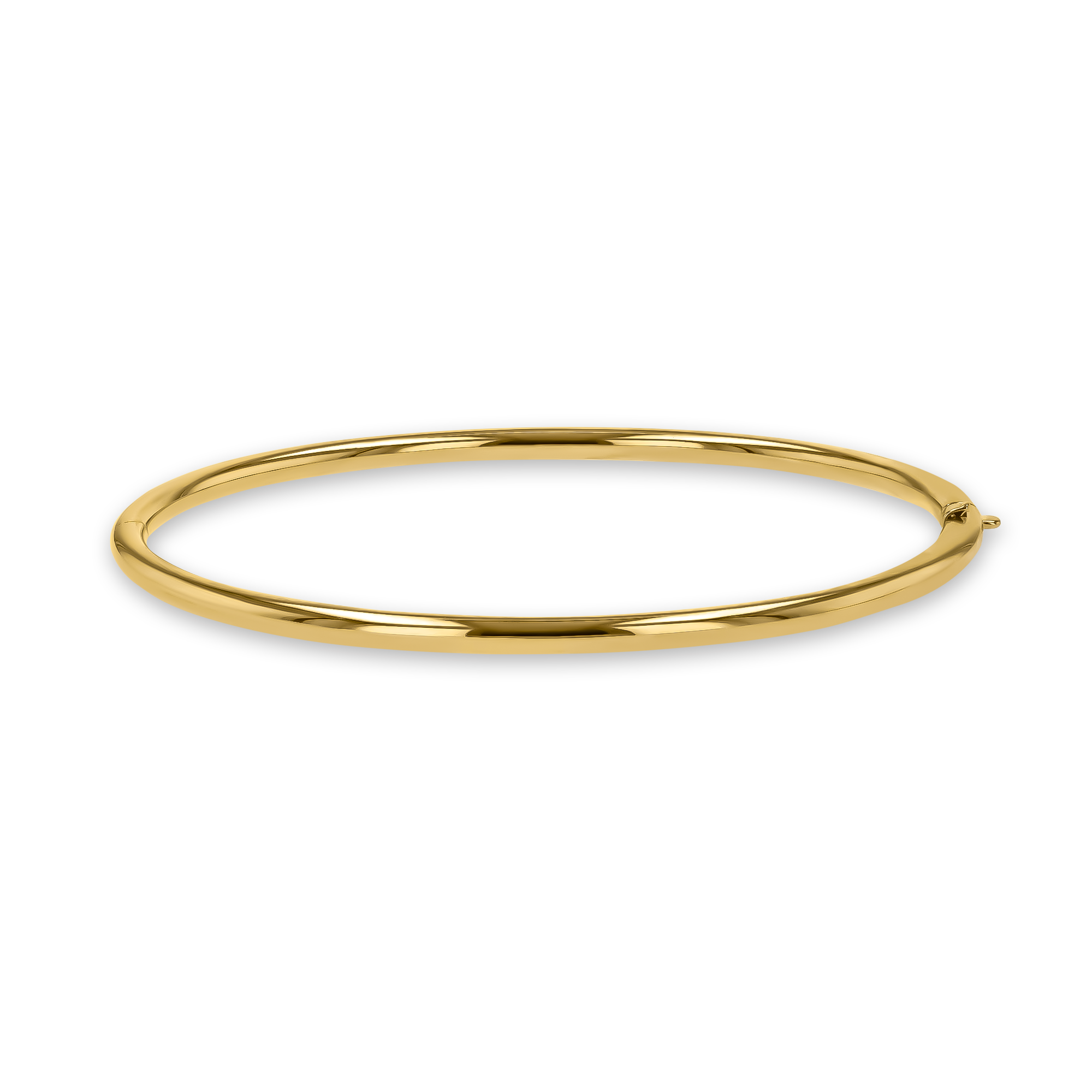 Plain Polished 3mm Round Edge Oval Bangle in 18ct Yellow Gold